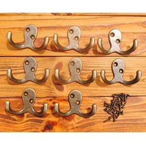 Coat Hooks Double Prong Wall Hanger Mounted with 25 Screws 35 LB Utility Hooks Heavy Duty Towel Hooks Retro Double Hooks for Coat, Scarf, Bag, Towel, Key, Cap, Cup