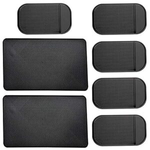 7 pack car dashboard anti-slip mat, 2 sizes heat resistant sticky non-slip ripple gel latex dash grip pad for cell phone sunglasses keys coins by ackllr,black