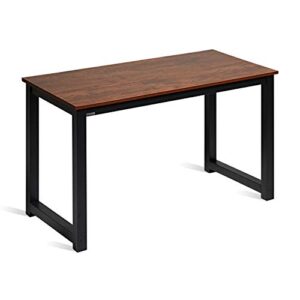 decoholic computer desk 47" pc laptop study table office desk workstation for home office,with leg bars,modern industrial style,sandalwood board black leg