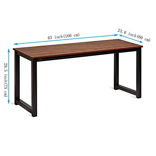 Decoholic Computer Desk 47" PC Laptop Study Table Office Desk Workstation for Home Office,with Leg Bars,Modern Industrial Style,Sandalwood Board Black Leg