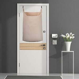 GORISEN Laundry Collector, Laundry Hamper, Door Hanging Laundry bag with hooks (Beige, 65Liters)