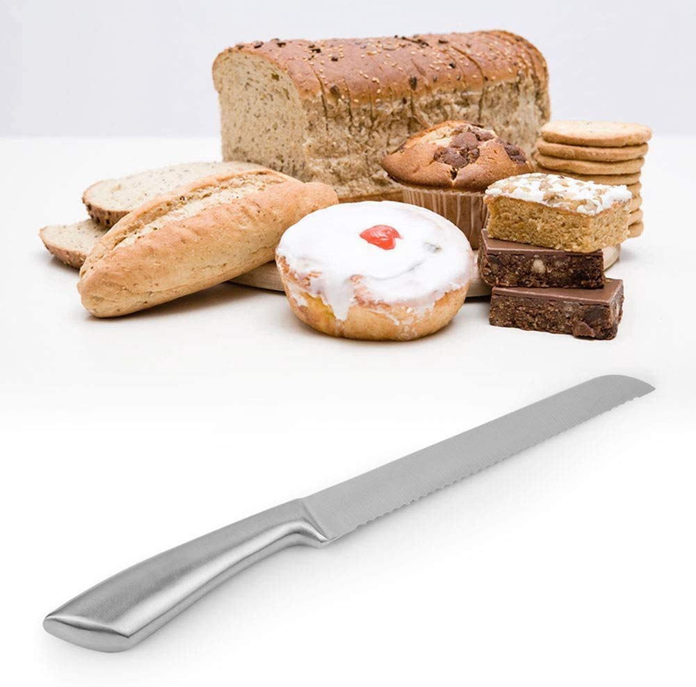 TOPINCN Bread Knife Stainless Steel Serrated Baking Knife Cake Bread Kitchen Cutter Hand Tool