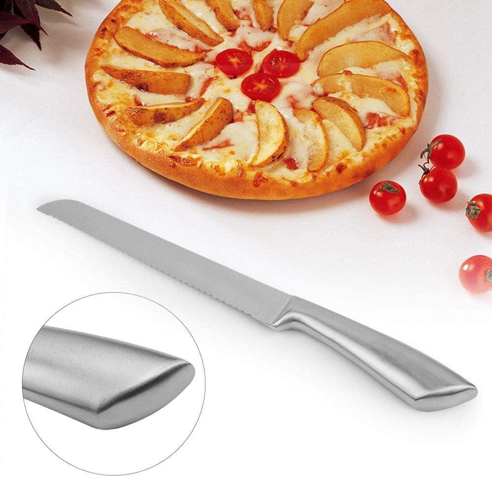 TOPINCN Bread Knife Stainless Steel Serrated Baking Knife Cake Bread Kitchen Cutter Hand Tool