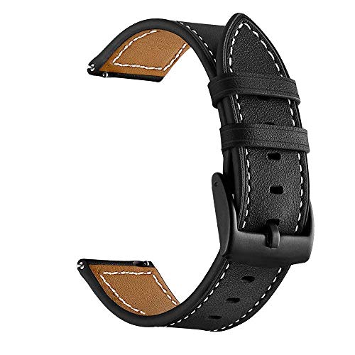 LDFAS Galaxy Watch 45mm/46mm Bands, Genuine Leather 22mm Watch Strap with Black Buckle Compatible for Samsung Galaxy Watch 3 45mm/46mm, Gear S3 Frontier/Classic Smartwatch Brown+Black (2 Pack)