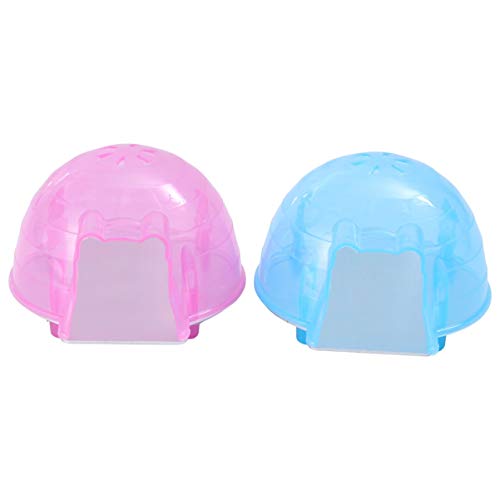 POPETPOP Chinchilla Cooling House - 2 Pack Hamster House Summer Cooling Mini Hamster Cool Plastic Small House for Hamster Chinchilla (Random Color)