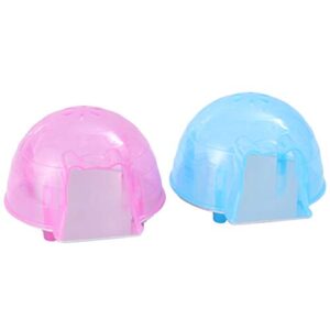 POPETPOP Chinchilla Cooling House - 2 Pack Hamster House Summer Cooling Mini Hamster Cool Plastic Small House for Hamster Chinchilla (Random Color)