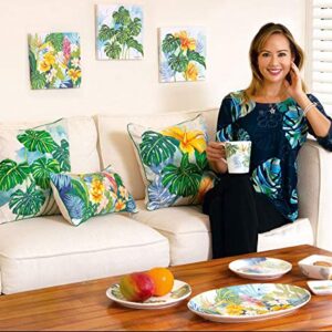 Lauren Roth Designer Hawaiian Ceramic Dinnerware Collection - Tropical Garden (Serving Platter)