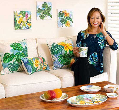 Lauren Roth Designer Hawaiian Ceramic Dinnerware Collection - Tropical Garden (Serving Platter)