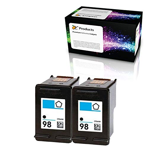 OCProducts Refilled Ink Cartridge Replacement for HP 98 for Officejet 150 100 H470 PhotoSmart D5160 C4180 2570 8030 8049 (2 Black)