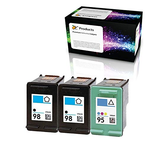 OCProducts Refilled Ink Cartridge Replacement for HP 98 and HP 95 for Officejet 150 100 H470 PhotoSmart D5160 C4180 2570 8030 8049 (2 Black 1 Color)