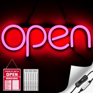 Flashing LED Neon Open Sign Light for Business with ON & Off Switch - Lightweight & Energy Efficient for Restaurants Offices Retail Shops Window Storefronts - Red