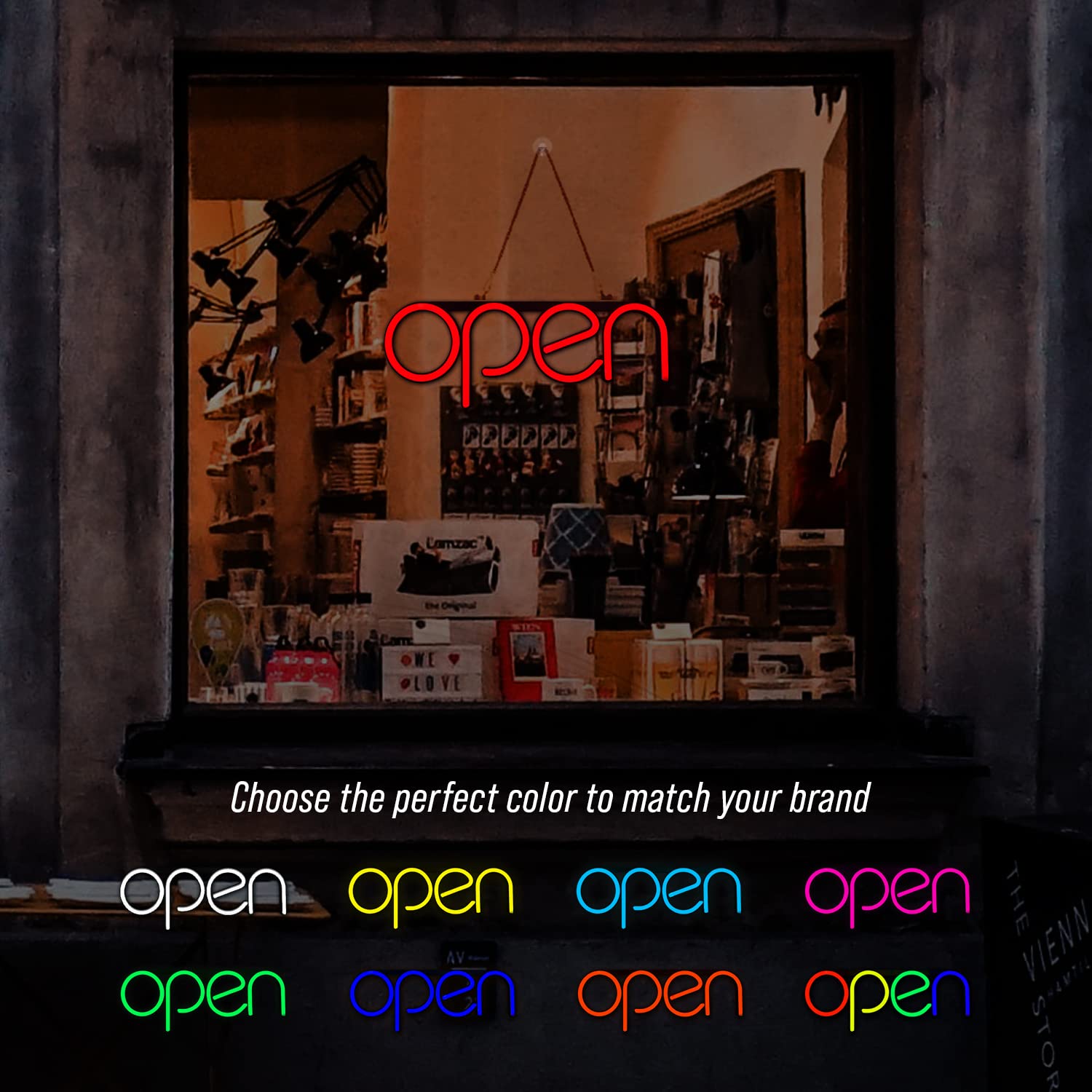 Flashing LED Neon Open Sign Light for Business with ON & Off Switch - Lightweight & Energy Efficient for Restaurants Offices Retail Shops Window Storefronts - Red