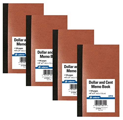 Adams Dollar and Cent Memo Book, 7 x 4 Inches, 144 Pages (AFR18), Pack of 4