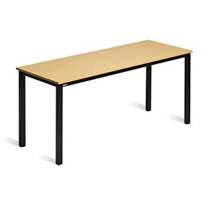 decoholic modern computer desk 63 inch large workstation office desk computer table study writing desk for office home, industrial style,oak board black leg