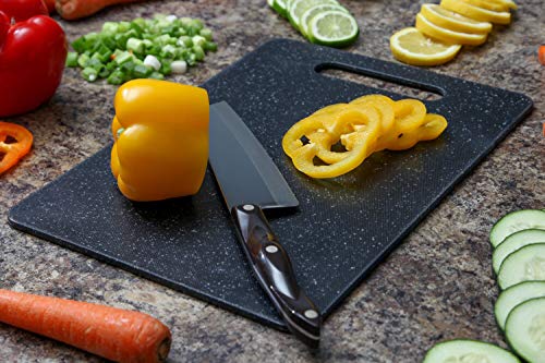 Lily's Home Kitchen Cutting Board (2-Piece Set) with Handles and in Marble Finish | BPA-Free Plastic, Non-Porous, Dishwasher Safe