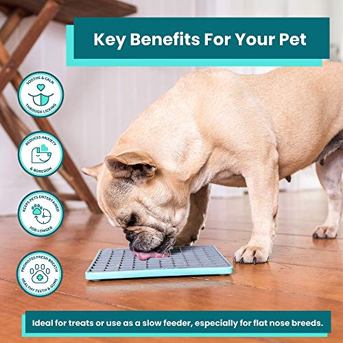 Lickimat Tuff, Heavy-Duty Playdate, Dog Slow Feeder Lick Mat, Boredom Anxiety Reducer; Perfect for Food, Treats, Yogurt, or Peanut Butter, Fun Alternative to a Slow Feed Dog Bowl, Turquoise