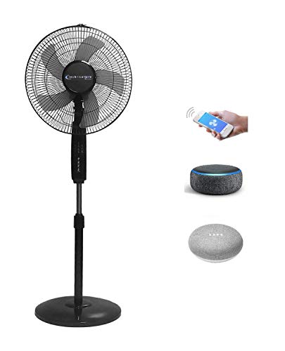 Technical Pro FXA16 WIFI Enabled 16 Inch Standing Fan With Oscillating Feature And Compatible With Amazon Alexa/Google Home Voice Control Smart Home 2.4G ONLY (Black)