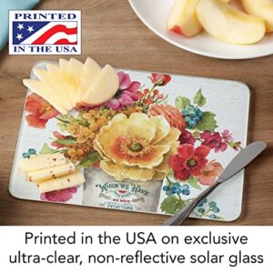 CounterArt Country Fresh Floral Decorative 3mm Heat Tolerant Tempered Glass Cutting Board 10” x 8” Manufactured in the USA Dishwasher Safe