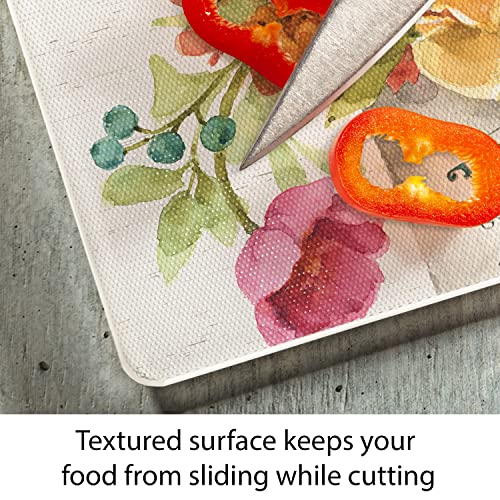 CounterArt Country Fresh Floral Decorative 3mm Heat Tolerant Tempered Glass Cutting Board 10” x 8” Manufactured in the USA Dishwasher Safe