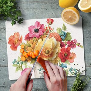 CounterArt Country Fresh Floral Decorative 3mm Heat Tolerant Tempered Glass Cutting Board 10” x 8” Manufactured in the USA Dishwasher Safe