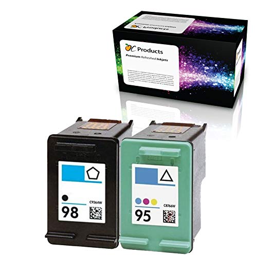 OCProducts Refilled Ink Cartridge Replacement for HP 98 and HP 95 for Officejet 150 100 H470 PhotoSmart D5160 C4180 2570 8030 8049 (1 Black 1 Color)