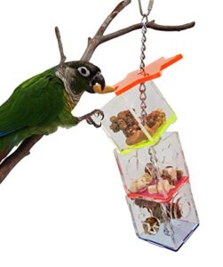 tropical chickens parrot bird boredom buster forage box creative hanging treat foraging toy conure cockatiel for small bird enrichment transparent acrylic food holder