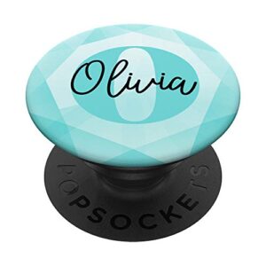 olivia name aqua teal diamond collapsible phone grip