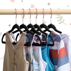 House Day Velvet Kids Hangers 60 Pack, Premium Childrens Hangers for Closet, Ultra Thin Cute Hangers Kids Clothes Hanger, Non Slip Kids Felt Hangers 14 Inch, Small Hangers for Kids Clothes, Black