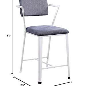 ACME Cargo Counter Height Chair (Set-2) - - Gray Fabric & White