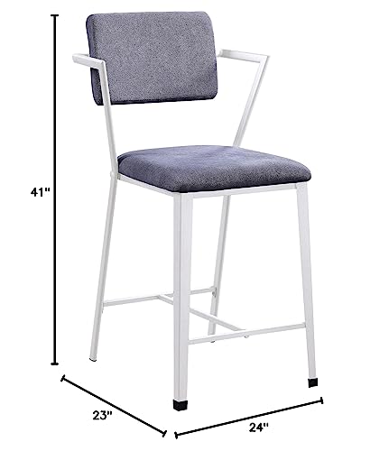 ACME Cargo Counter Height Chair (Set-2) - - Gray Fabric & White