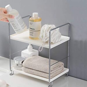 kingberwi 2 tier bathroom organizer countertop, vanity counter skincare makeup organizer holder, bathroom sink countertop storage shelf, silver