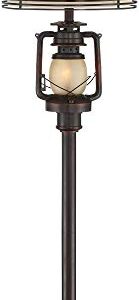 Barnes and Ivy Henson Rustic Industrial Farmhouse Standing Floor Lamp with Night Light Glass 63" Tall Bronze Earthy Fabric Drum Shade Decor for Living Room Reading House Bedroom Home