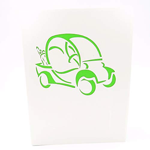 POP CARD EXPRESS Golf Cart 3D Pop Up Greeting Card - Retirement, Happy Birthday Card, Fathers Day Card, Golf Gifts for Men, Golf lovers, Golfer Fans Golf Cart Birthday Card (Light Green)