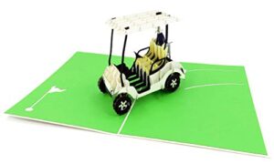 pop card express golf cart 3d pop up greeting card - retirement, happy birthday card, fathers day card, golf gifts for men, golf lovers, golfer fans golf cart birthday card (light green)