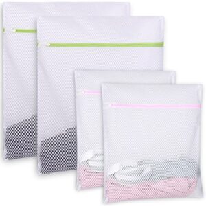 splf 4 pack extra large heavy duty mesh laundry bags, durable delicates net wash bag for bra lingerie, underwear, socks, sweaters and garment, travel organization washing bag