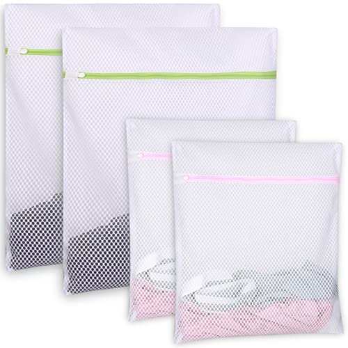 SPLF 4 Pack Extra Large Heavy Duty Mesh Laundry Bags, Durable Delicates Net Wash Bag for Bra Lingerie, Underwear, Socks, Sweaters and Garment, Travel Organization Washing Bag