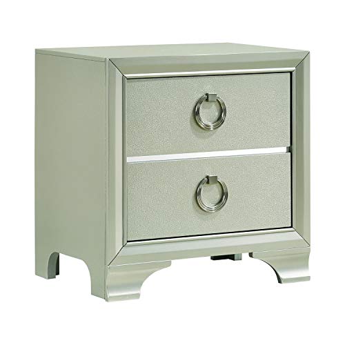 Coaster Furniture Salford 2-Drawer Metallic Sterling Nightstand 24.25" H x 16.5" W x 23.5" D Silver 222722