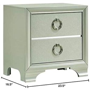 Coaster Furniture Salford 2-Drawer Metallic Sterling Nightstand 24.25" H x 16.5" W x 23.5" D Silver 222722