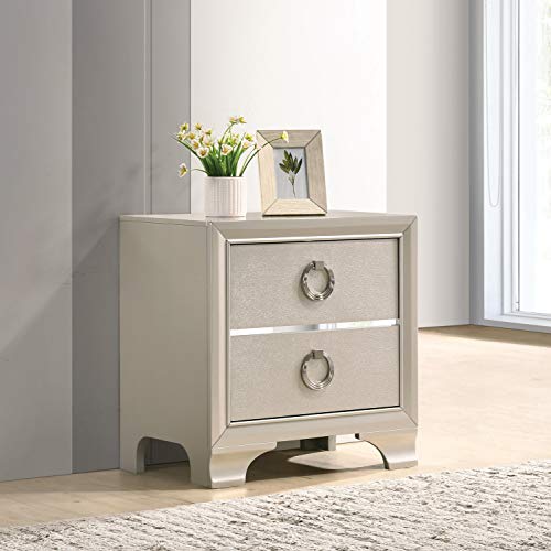 Coaster Furniture Salford 2-Drawer Metallic Sterling Nightstand 24.25" H x 16.5" W x 23.5" D Silver 222722