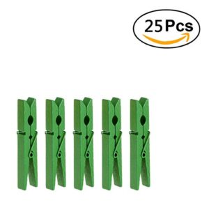 25pcs Durable 2.9 Inch Wooden Clothespins Clothes Pegs Pins (Green)