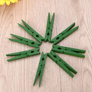 25pcs Durable 2.9 Inch Wooden Clothespins Clothes Pegs Pins (Green)