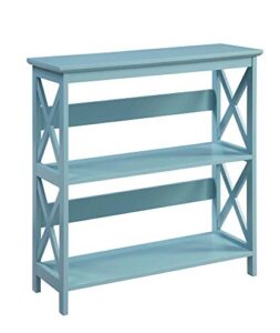 convenience concepts oxford 3 tier bookcase, sea foam