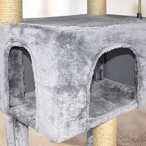 ROYPET Fashion Design 43.3" Cat Trees with Cat Houses,Grey