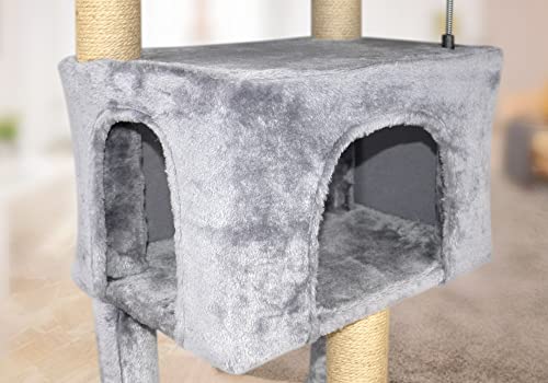 ROYPET Fashion Design 43.3" Cat Trees with Cat Houses,Grey