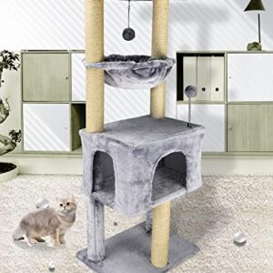 ROYPET Fashion Design 43.3" Cat Trees with Cat Houses,Grey