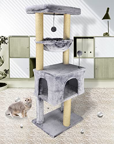 ROYPET Fashion Design 43.3" Cat Trees with Cat Houses,Grey