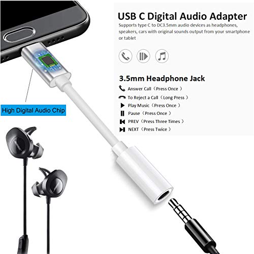 USB C to 3.5mm Headphone Jack Adapter Compatible with Pixel 6 5 4 3 2 XL, iPad Pro 2022 2021 2020 2018, Sony HTC Moto Samsung Galaxy S21 S20 Ultra S20+ Note 20 10 S10 S9 Plus and More