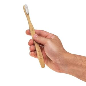 Bamboo Toothbrushes Medium Bristles 4-Pack – Biodegradable, Sustainable, Compostable, Natural, Eco Friendly Wood Toothbrush Set – BlauKe®