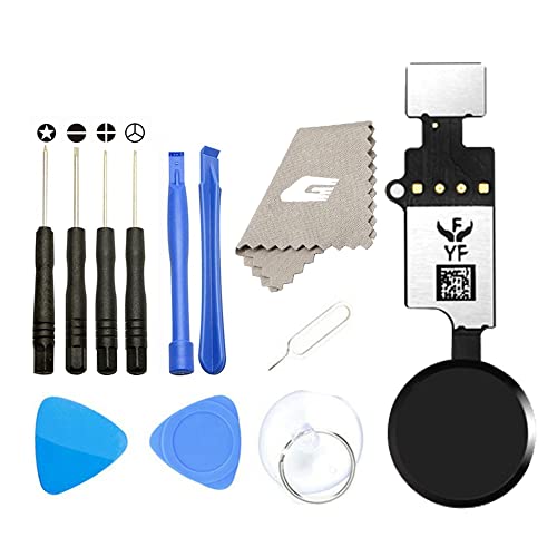 GVKVGIH Latest Home Button Replacement for iPhone 7 7Plus 8 8Plus, Home Button Main Key Flex Cable Assembly Replacement with Repair Tools for iPhone 7 7P 8 8P (Version4.0 Black)