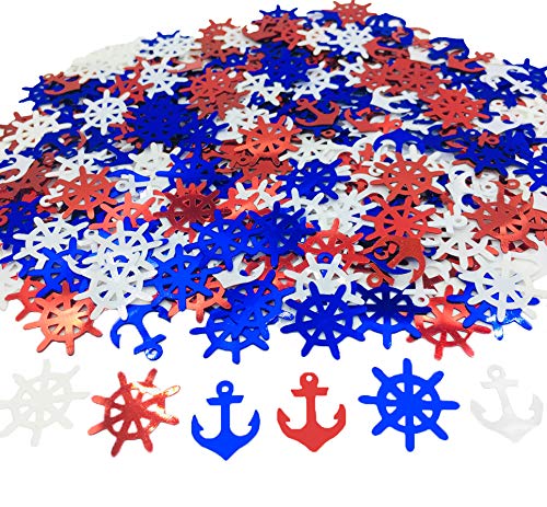 Anchor Rudder Confetti Patriotic Nautical Party Theme Nautical Baby Shower Nautical Cut Out Red White Blue Red White Blue 1.5 Ounce 1400 Pieces